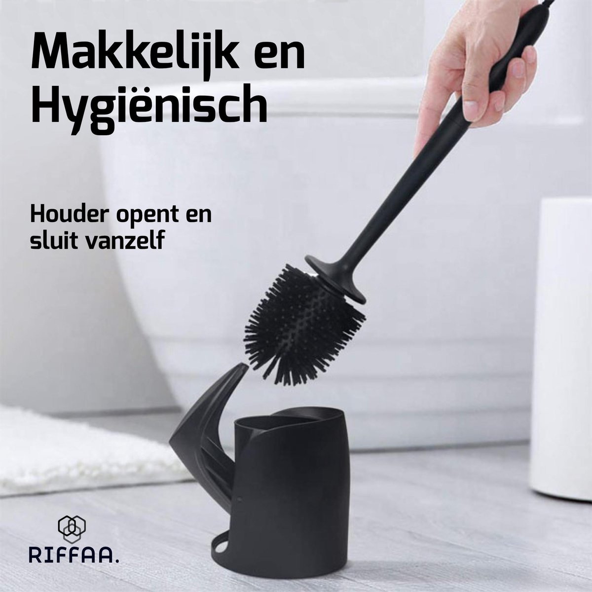 bol.com | WC borstel Zwart - Toiletborstel met Houder Vrijstaand ...