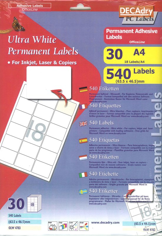Decadry Etiketten / Labels 63.5 x 46.5 mm | bol