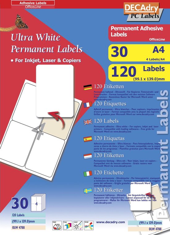 Decadry Etiketten / Labels 99.1 x 139 mm | bol