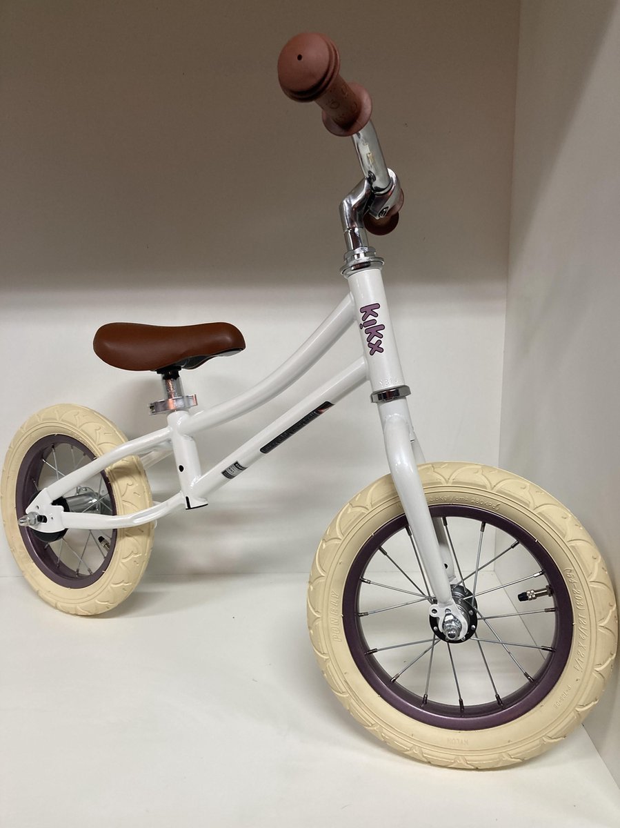 Kikx kinder Loopfiets meisjes 12 inch wit met paarse velgen | bol.com
