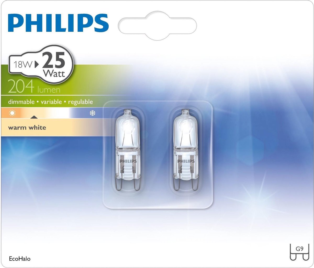 Philips Halogen 18 W (25 W) G9 Warm white Dimmable capsule bulb ...