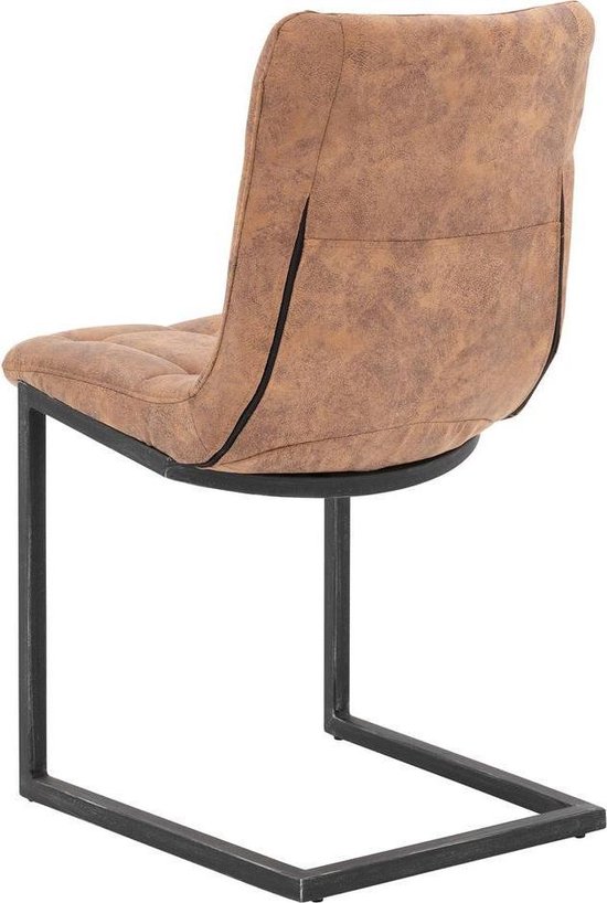 Goossens Eetkamerstoel Steven - Zonder Armleuning - Kunstleer - Bruin | bol