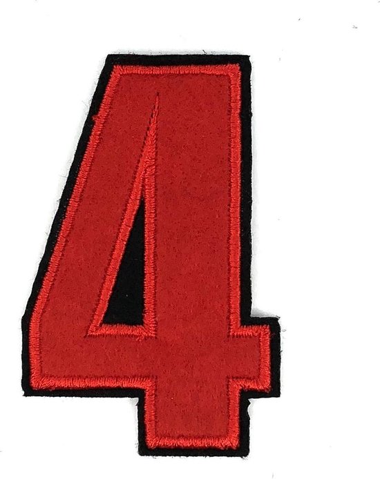 Cijfers 0 Tot En Met 9 Strijk Patches Rood Zwart 8 x 4,5 / Cijfer 4 ...