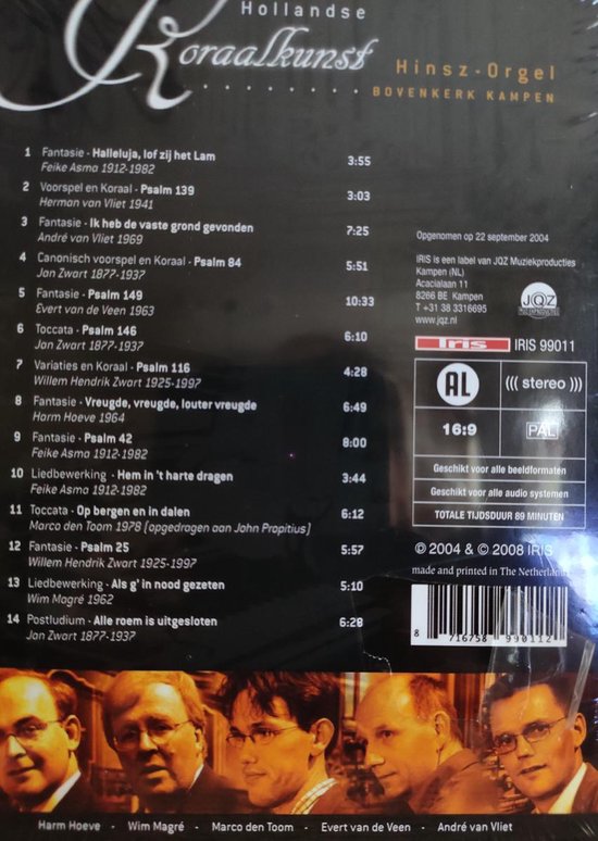 DVD Hollandse Koraalkunst - Hinsz Orgel Bovenkerk Kampen / Harm Hoeve ...