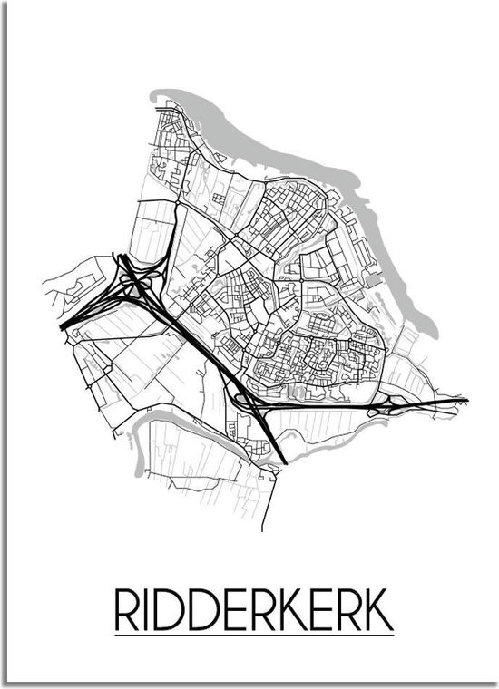 Ridderkerk Plattegrond poster A2 poster (42x59,4cm) - DesignClaudShop ...