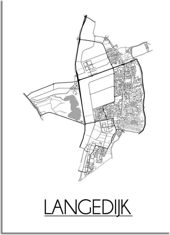 Langedijk Plattegrond poster A4 (21x29,7cm) - DesignClaud | bol.com