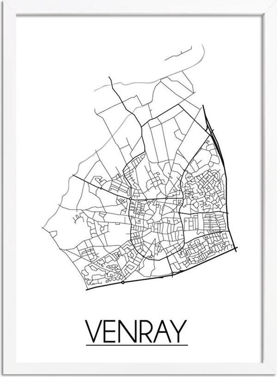 Venray Plattegrond poster A4 + fotolijst wit (21x29,7cm) - DesignClaud ...