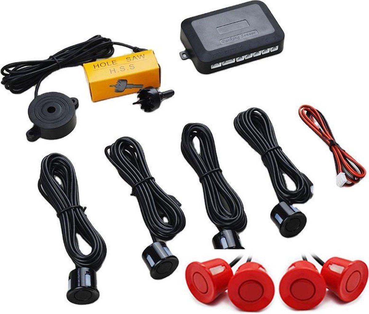 Parkeersensoren - rode - 4 sensoren - parkeersensor - parkeerhulp ...
