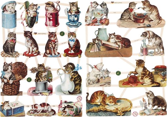 Vintage plaatjes. katten. 16.5x23.5 cm. 2 vel/ 1 doos | bol.com