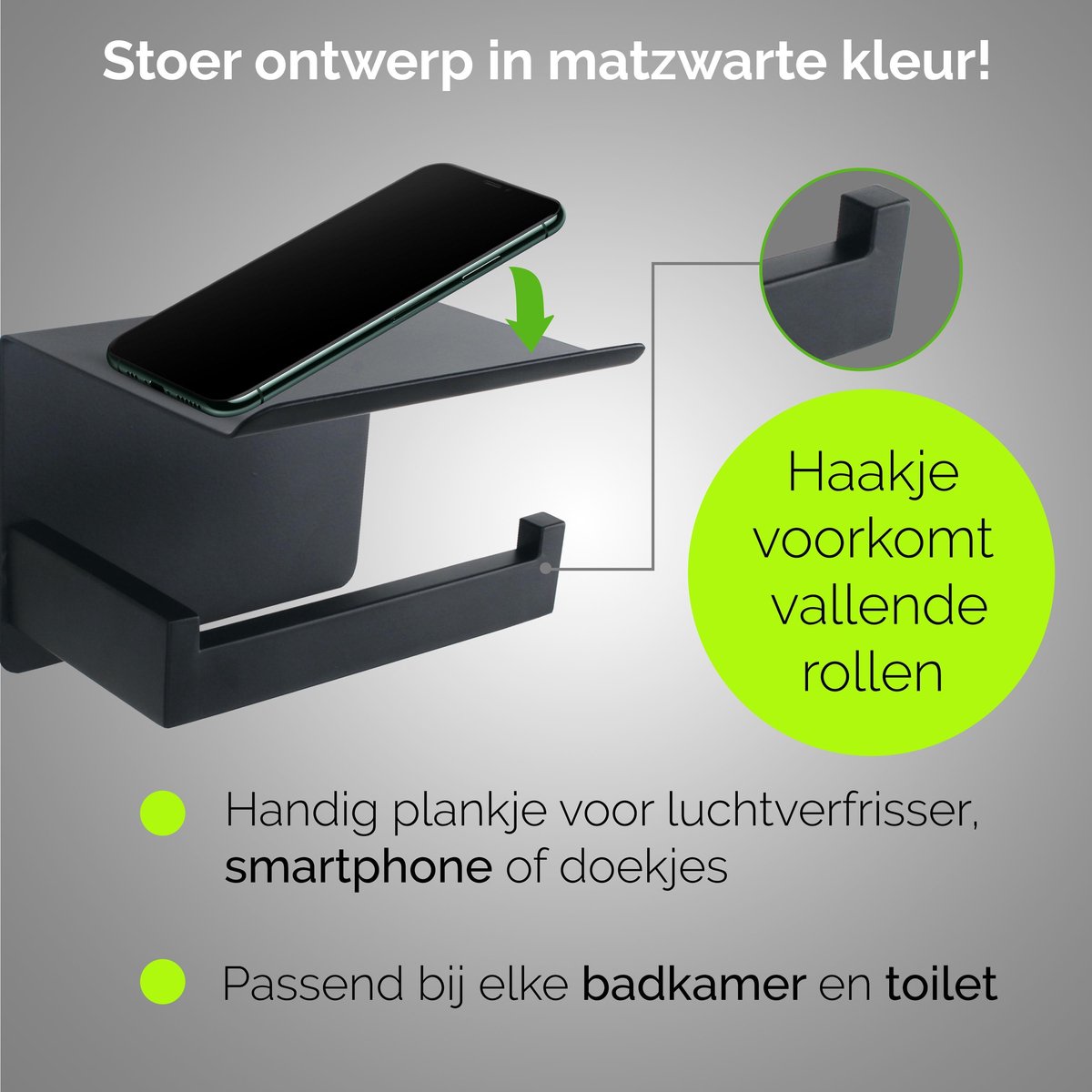 Wc Rolhouder met Plankje voor Telefoon - Toiletrolhouder Zwart Zonder ...