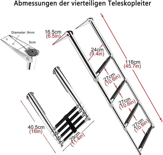 Zwemtrap boot - Bootladder - Boottrapje - Boot trap - Boot ladder ...