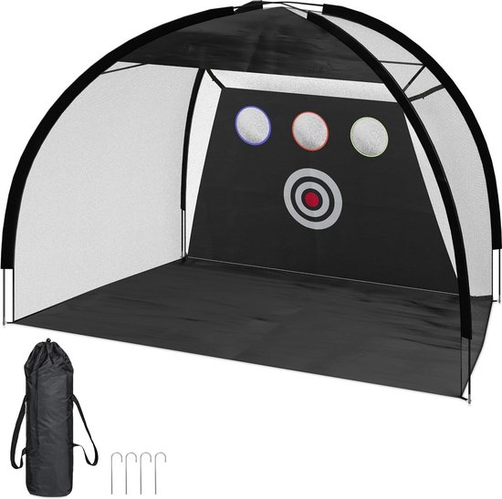 Relaxdays golfnet met roos en doelen - Oefenen golf swing - 200x300x170 ...