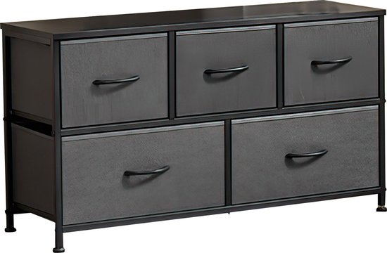 Commode - kast - opbergkast, 5 laden van stof met handgrepen - metalen ...