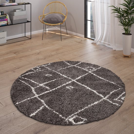 Paco Home Tapis À Poils Longs Salon Shaggy Scandinave Franges Moelleux Moderne 120 cm Bœuf | bol