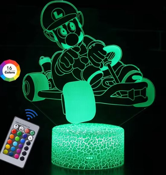 3D Lamp 14 x 19 cm | 16 kleuren | Super Mario | Mario Kart | LED ...