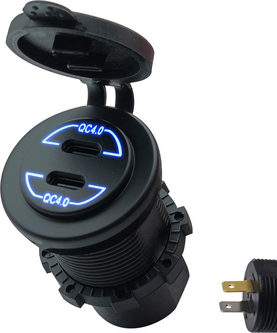 ProRide 12V USB C Autolader 2 Poorten Inbouw - 30W - QC4.0 - USB ...