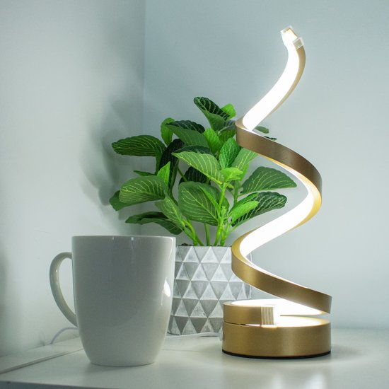 Tafellamp - Led Lamp - Goud - Elegantie Verlicht - Spiraalvormig ...