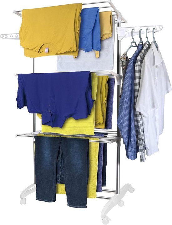 Extra Groot Wasrek - 3 Niveaus Inklapbaar met Hyfive wasrek | bol