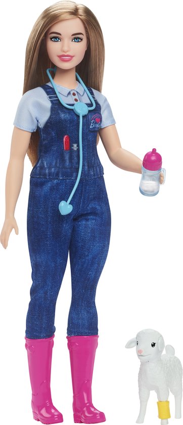 Barbie 65 jaar Veearts set - 28 cm - Met lammetje - Barbiepop | bol