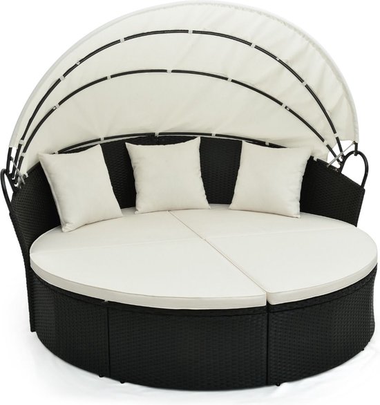 SureDeal® - Rond Ligbed - Terras - Oprolbaar Zonnescherm - Met Kussens ...