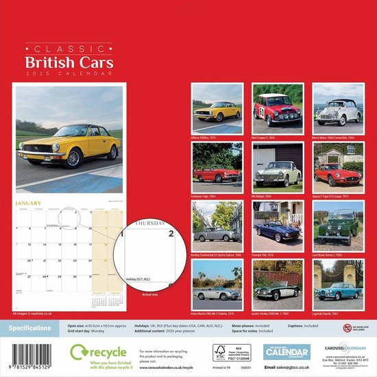 Classic British Cars Kalender 2025 | bol