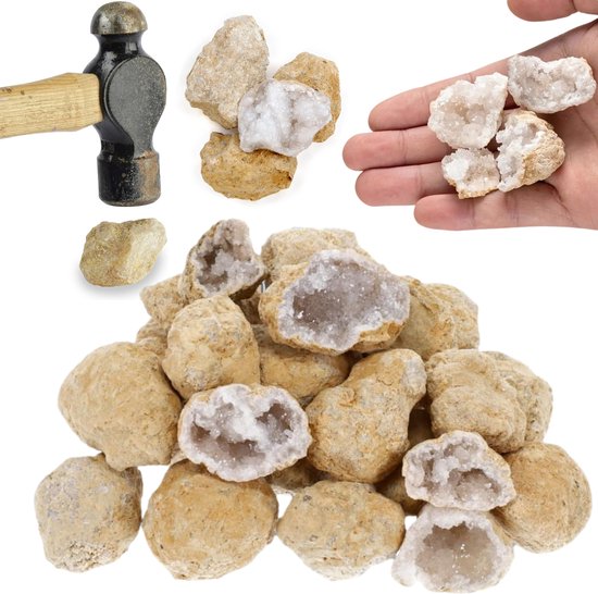 Partizzle 25x Ruwe Bergkristral Geodes - Zelf Open Maken - Kristallen ...