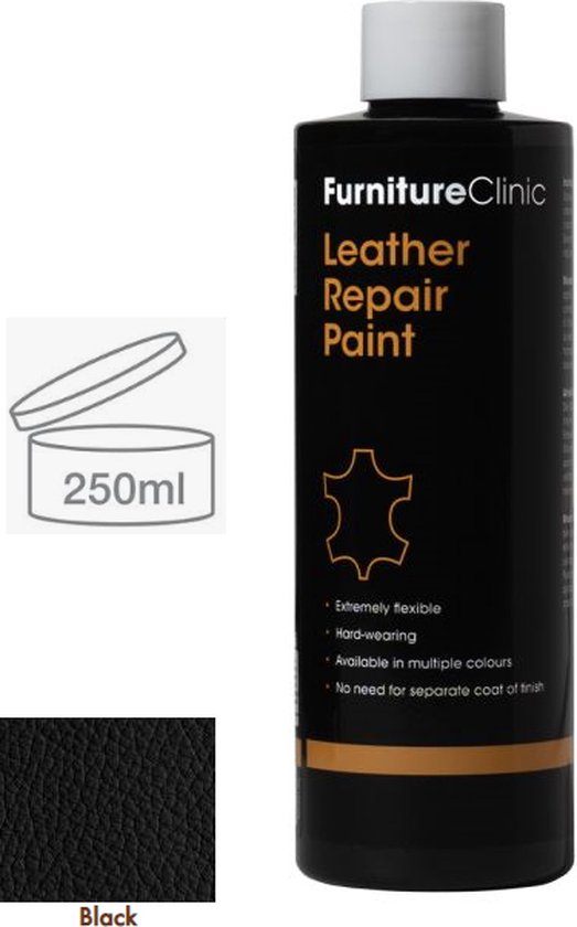 Furniture Clinic Leer reparatie verf - Zwart 250ml - Voor auto ...