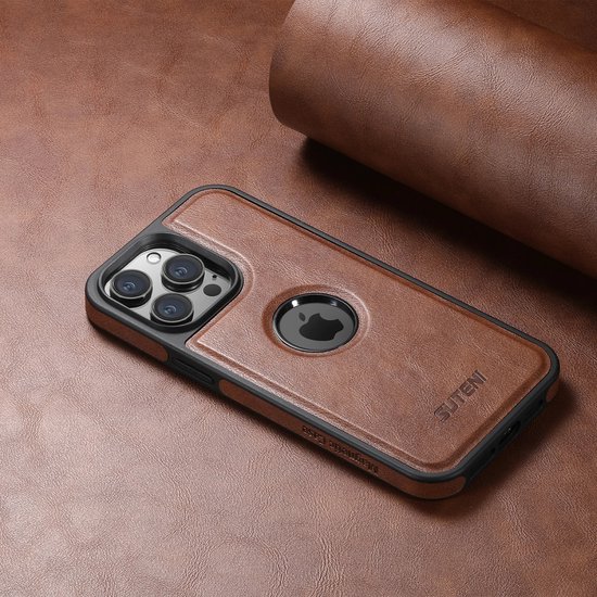 SUTENI Luxe PU Leren Hoesje – Geschikt voor iPhone 15 Pro – Magneet ...