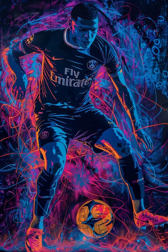 Kylian Mbappé Poster | Neon Poster | Voetbal Poster | Sport Poster ...