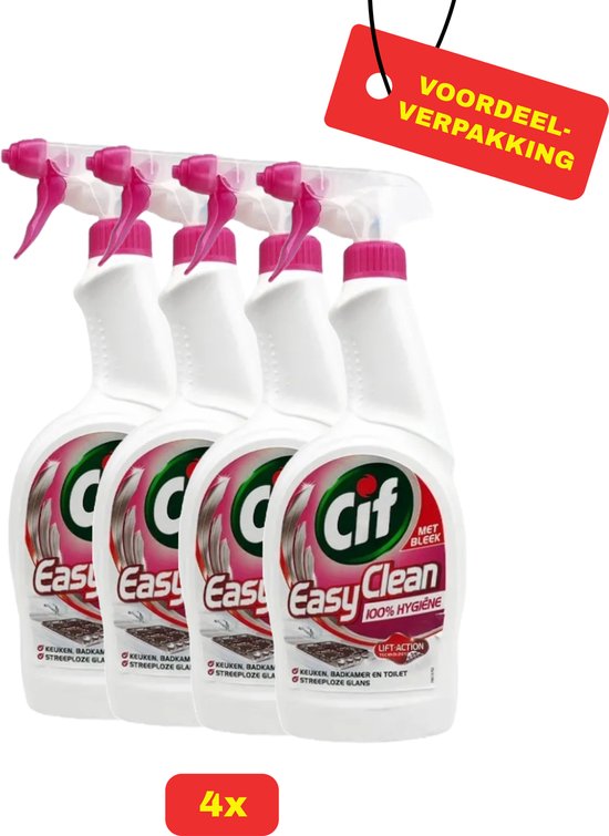 4 x Cif Spray Easy Clean 100% Hygiëne 750ml - Voordeelverpakking | bol