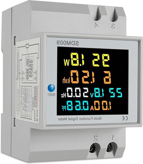 Eenfasige energiemeter met LCD-display - AC 40-300 V 100 A - Wattmeter ...