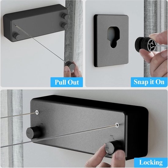 Extendable Wall Clothesline 4 m Rope - High Load Capacity Telescopic ...