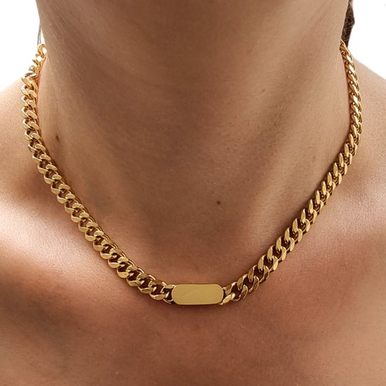 Collier met gourmetschakel - Premium gold-plated staal - L 41 + 5 cm ...