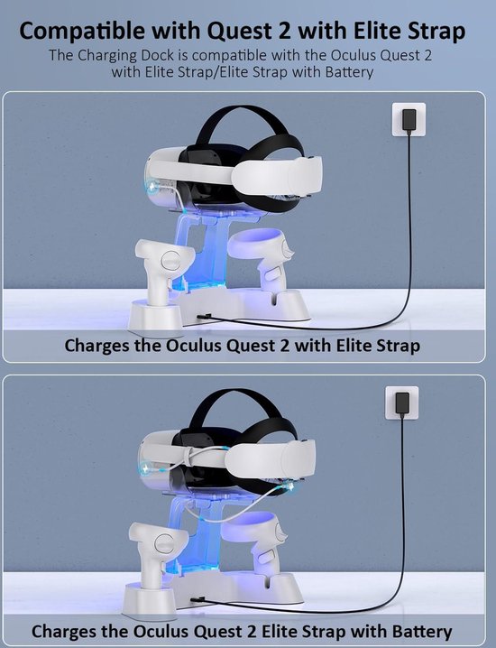 Verbeterd oplaadstation met LED-lampje voor Oculus Quest 2 - Elite-riem ...
