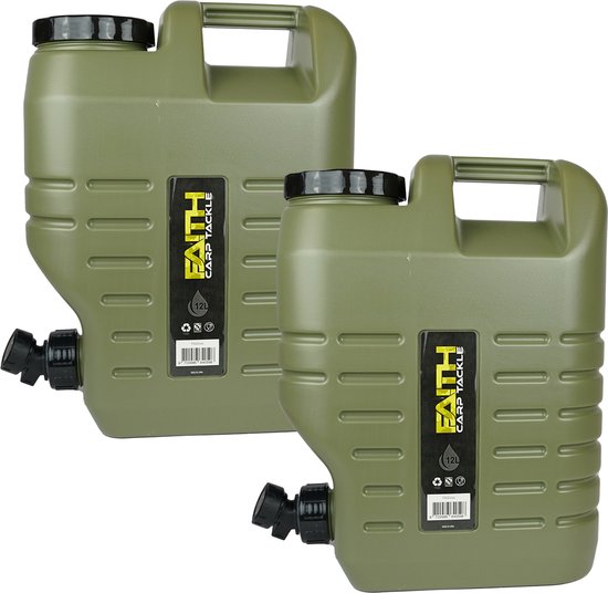 Faith - 2 Stuks Jerrycan - 12 Ltr - Polyetheen Groen - Watertank ...