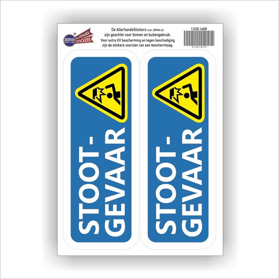 Stootgevaar sticker set 2 stuks groot | bol