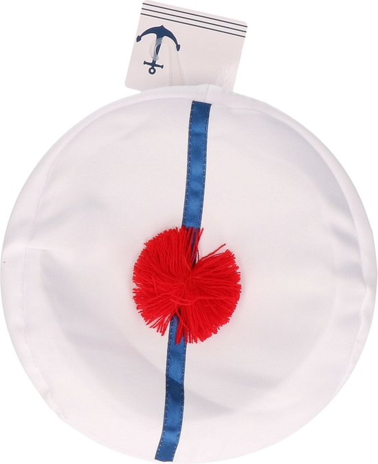 Boland Carnaval verkleed Matroos/matrozen hoedje - maat 59 - wit/blauw ...