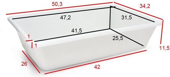 Meuwissen Agro Lekbak - Wasmachine bak - 50 x 34 x 12 cm - Wit | bol