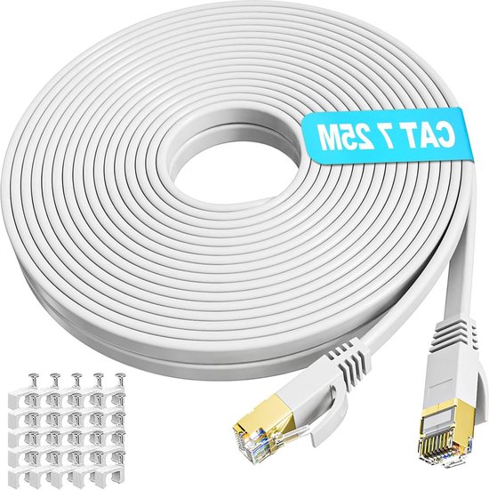 Cat7 Ethernet Kabel 25m - Platte Netwerkkabel - Hoge snelheid Internet ...