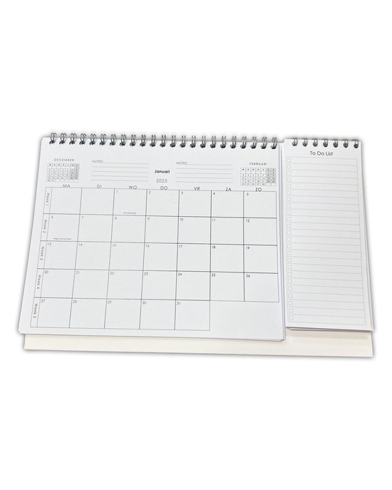 Bureaukalender 2025 - Met To Do Lijst - 26.5x16cm - Spiraalgebonden ...