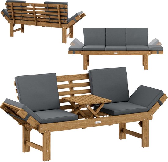 CASARIA Tuinbank – Inklapbare Tafel FSC® gecertificeerd – Acacia Hout | bol