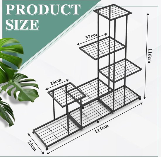 Plantentafel Zwarte Metaal Binnen Buiten - Plantenstandaard 4 Niveaus ...