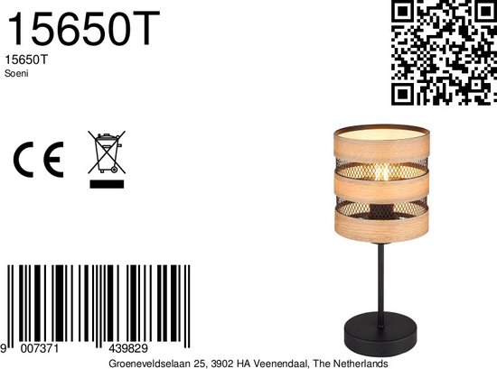 Globo tafellamp Soeni - zwart - metaal - 15 cm - E27 fitting - 15650T | bol