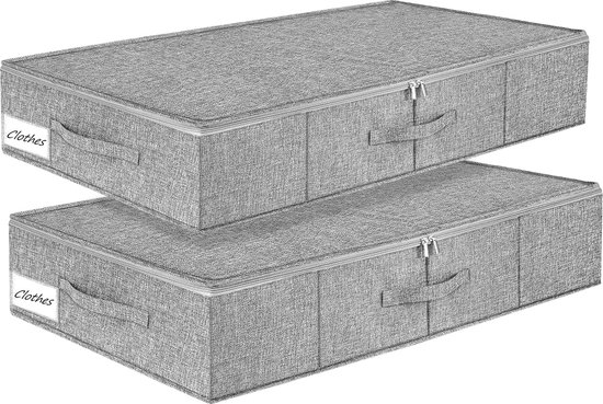 Set van 2 50 L opbergboxen voor onder het bed met deksel, grote, opvouwbare opbergzak,... | bol