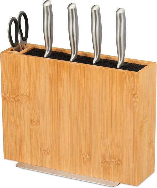 Messenblok zonder messen - Bamboe messenhouder - Universeel messen ...
