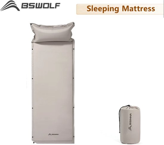 BSWOLF® - Luchtbed met ingebouwde pomp - Zelfopblaasbaar - Grijs - Duurzaam -... | bol