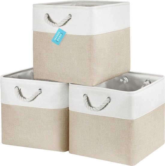 Opbergmand Set van 3 kubusvormige opbergbakken - stoffen kubusmanden ...