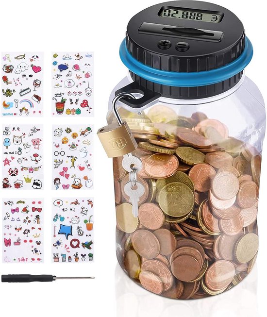 Spaarpot met teller 18 l groot voor kinderen - transparante muntenteller met... | bol