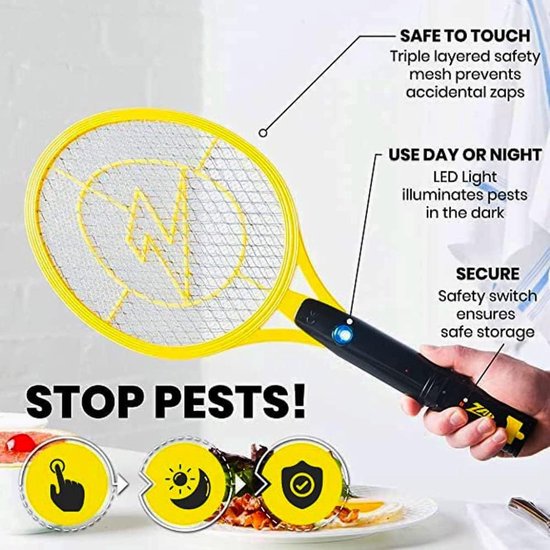 ZAP IT! Bug Zapper Oplaadbare Mosquito, Fly Killer en Bug Zapper Racket ...
