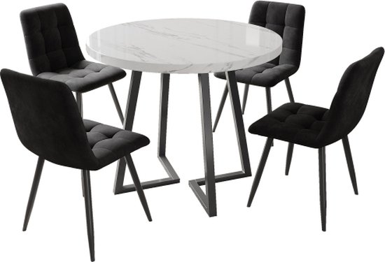 Homy Casa Eettafel set - Ronde keukentafel met 4 fluwelen stoelen - 80 ...